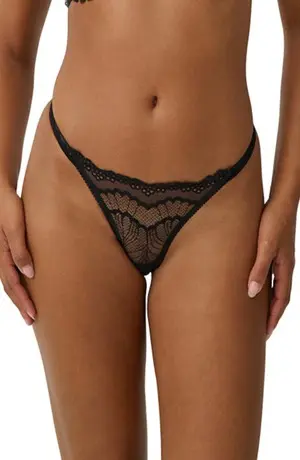 KAT THE LABEL Belvedere Lace Thong - Black