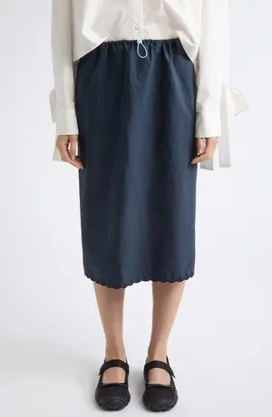 Cecilie Bahnsen Cbbria Embroidered Taffeta Midi Skirt - Navy