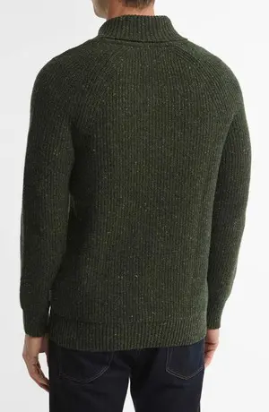 Barbour Essentials Fleck Shawl Collar Sweater - Olive