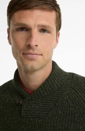 Barbour Essentials Fleck Shawl Collar Sweater - Olive