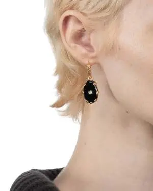 Alexis Bittar Georgian Leverback Drop Earring - Black Agate
