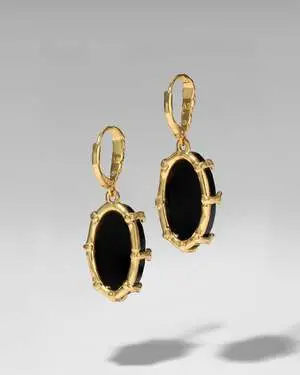 Alexis Bittar Georgian Leverback Drop Earring - Black Agate