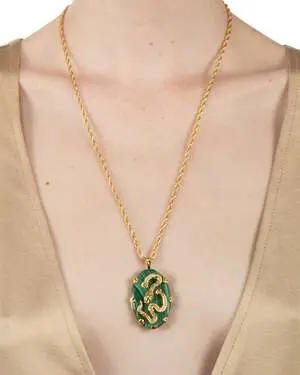 Alexis Bittar Georgian Serpent Cameo Necklace - Malachite