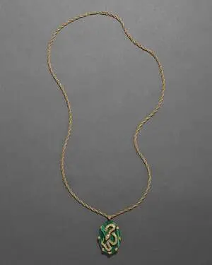 Alexis Bittar Georgian Serpent Cameo Necklace - Malachite