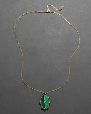 Alexis Bittar Georgian Stone Pendant Necklace - Malachite