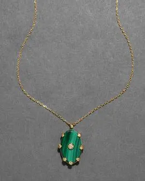 Alexis Bittar Georgian Stone Pendant Necklace - Malachite