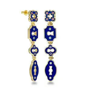 MYRTO KATRAMADOU JEWELLERY Blue / Gold Unlocked Statement Earrings Gold-plated Silver Royal Blue - Blue/gold