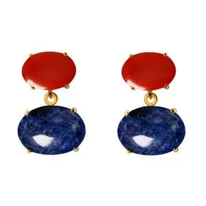 CRYSTALLINE JEWELLERY Blue / Red Fire & Ocean Earrings - Blue/red