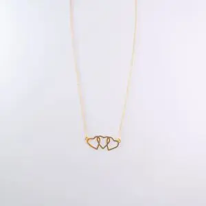 SARAS FINE JEWELLERY Del Hearts Necklace - Gold