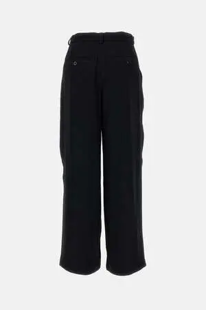 Sacai Pantaloni A Gamba Larga In Satin Crepe Back