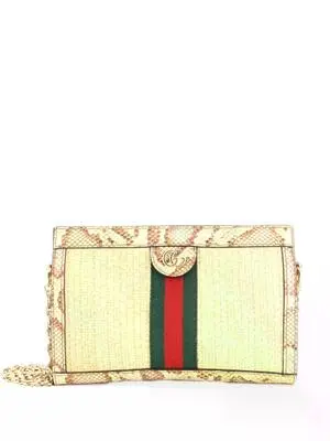 Gucci Ophidia Chain Shoulder Bag Raffia With Snakeskin Small Crossbody Bag