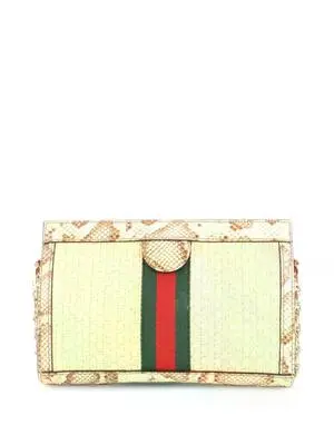 Gucci Ophidia Chain Shoulder Bag Raffia With Snakeskin Small Crossbody Bag