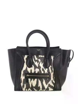 Celine Luggage Bag Printed Canvas And Leather Mini Satchel