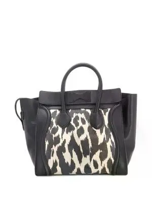 Celine Luggage Bag Printed Canvas And Leather Mini Satchel