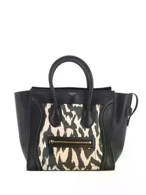 Celine Luggage Bag Printed Canvas And Leather Mini Satchel - Black
