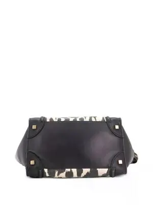 Celine Luggage Bag Printed Canvas And Leather Mini Satchel - Black