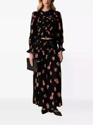 ALLSAINTS Floral-print Ruffled Top - Black