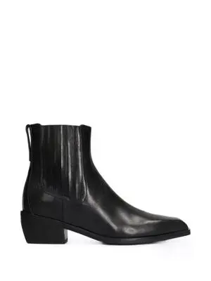 MARA BINI Square-toe Leather Ankle Boots - Black