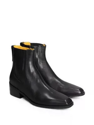 MARA BINI Square-toe Leather Ankle Boots - Black