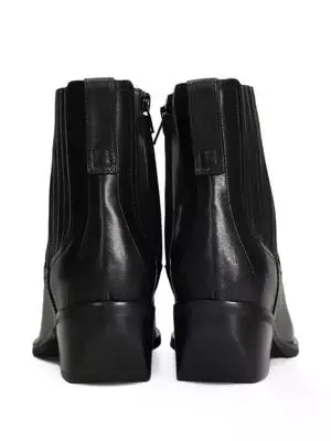 MARA BINI Square-toe Leather Ankle Boots - Black