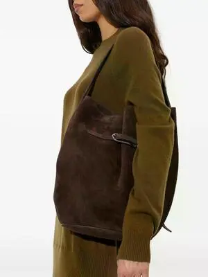 LIFFNER Large Suede Buckle-detail Tote Bag - Brown
