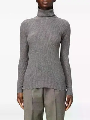 Fabiana Filippi Platinum Ribbed-knit Roll-neck Sweater - Grey