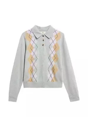 BARBOUR INTERNATIONAL Fawne Argyle Intarsia-knit Polo-collar Sweater