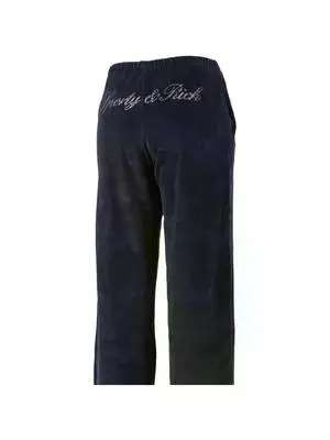 Sporty & Rich Velour Crystal-logo Track Pants