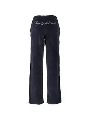 Sporty & Rich Velour Crystal-logo Track Pants