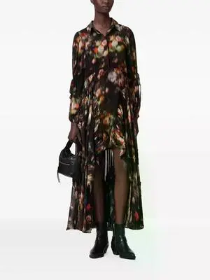ALLSAINTS Floral-print Ruffled Dress - Black