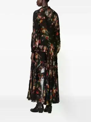 ALLSAINTS Floral-print Ruffled Dress - Black