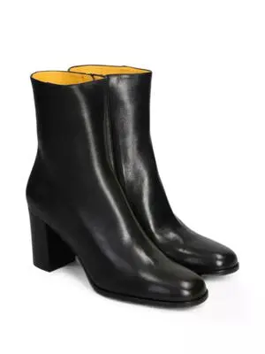MARA BINI Block-heel Leather Ankle Boots - Black