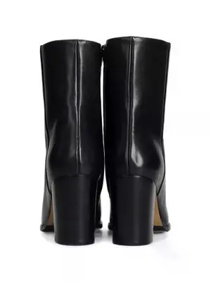 MARA BINI Block-heel Leather Ankle Boots - Black