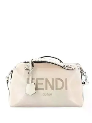 Fendi Logo The Way Satchel Embossed Leather Medium Shoulder Bag
