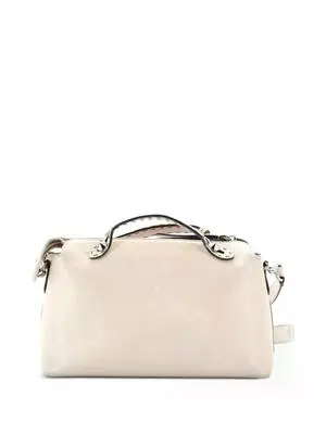Fendi Logo The Way Satchel Embossed Leather Medium Shoulder Bag - Neutrals