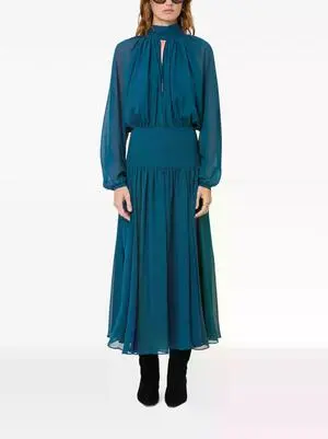 NICHOLAS Gathered-detail Tie-back Midi Dress - Blue