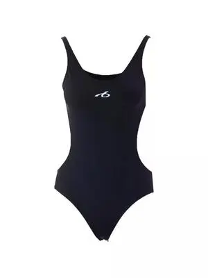Balenciaga Logo-print Cut-out Swimsuit - Black