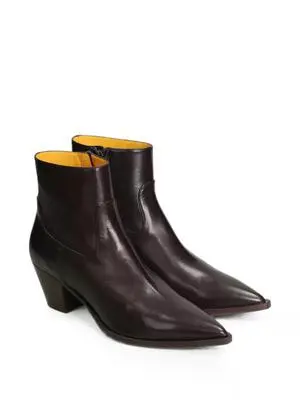 MARA BINI Pointed-toe Leather Ankle Boots - Brown