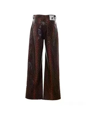 DES_PHEMMES Python-print Trousers - Brown