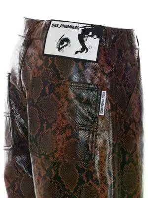 DES_PHEMMES Python-print Trousers - Brown
