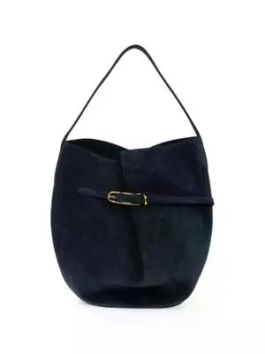 LIFFNER Large Suede Buckle-detail Bucket Bag - Blue
