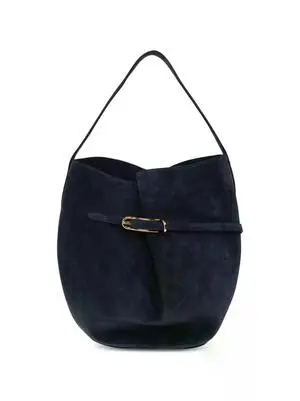 LIFFNER Large Suede Buckle-detail Bucket Bag Blue