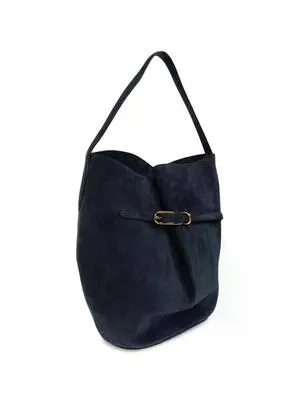 LIFFNER Large Suede Buckle-detail Bucket Bag - Blue