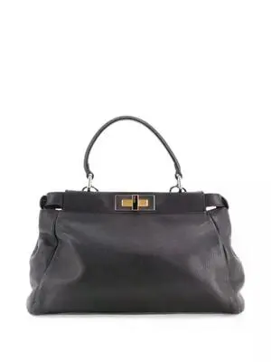 Fendi Peekaboo Bag Soft Leather Regular Shoulder Bag - Black