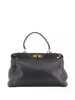 Fendi Peekaboo Bag Soft Leather Regular Shoulder Bag - Black