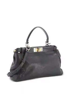 Fendi Peekaboo Bag Soft Leather Regular Shoulder Bag - Black