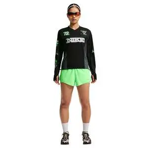 Nike Swift Long Sleeve Tops 'black Illusion Green - Black/iron Grey/illusion Green