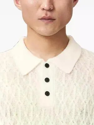 ALLSAINTS Crochet-knit Short-sleeve Polo Shirt - Neutrals