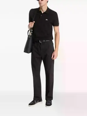 Lacoste Logo-patch Tape-detail Polo Shirt - Black