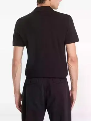 Lacoste Logo-patch Tape-detail Polo Shirt - Black